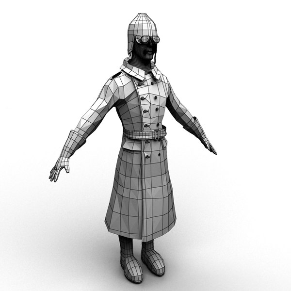 rigged ww1 german pilot 3d model