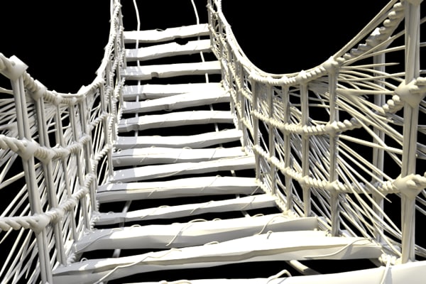 3d model suspension wooden bridge