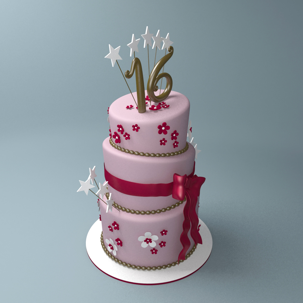 3d model of lopsided birthday cake sweet