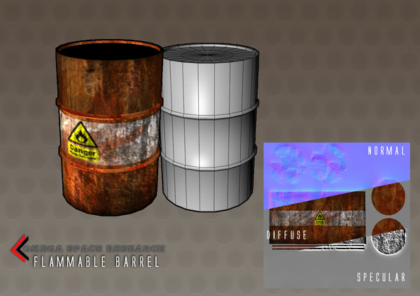flammable barrel c4d