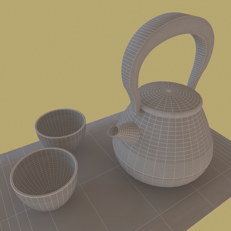 3d contemporary japanese tea set