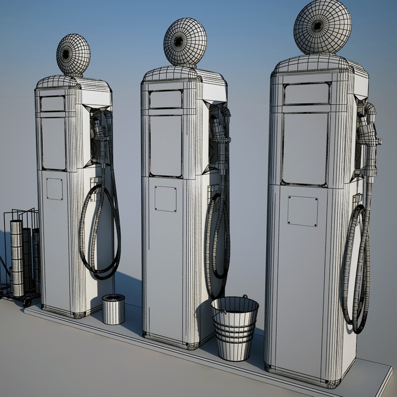 3d model old gas station