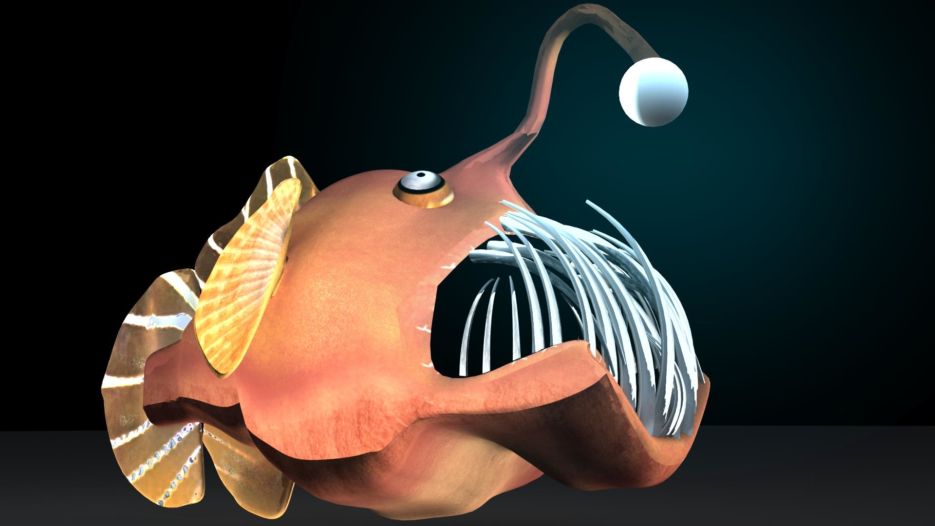 3d scary angler fish