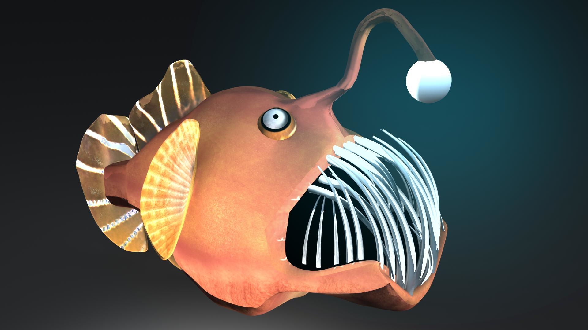 3d scary angler fish