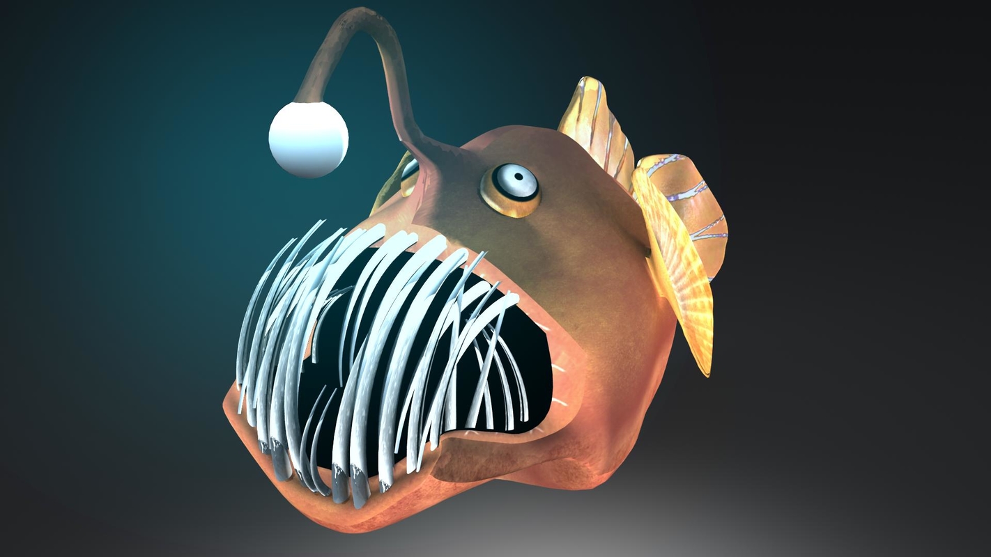 3d scary angler fish