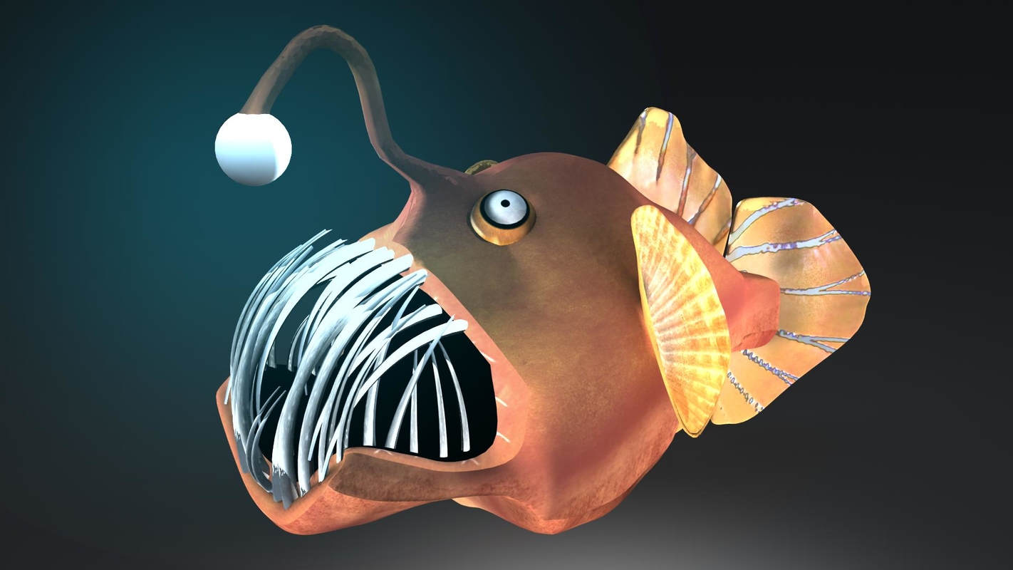 3d scary angler fish