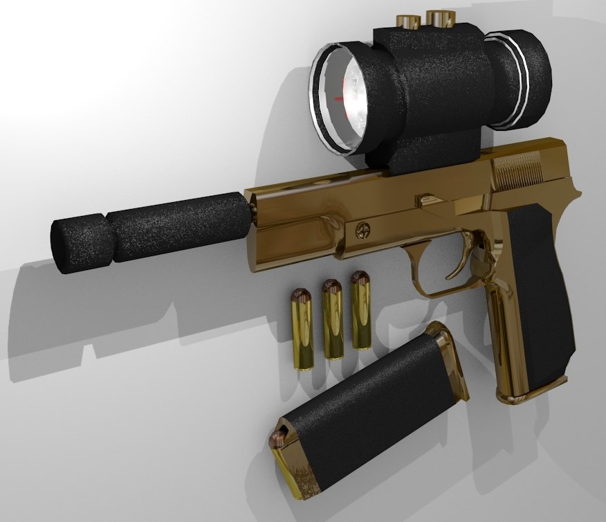 golden pistol scope 3d model
