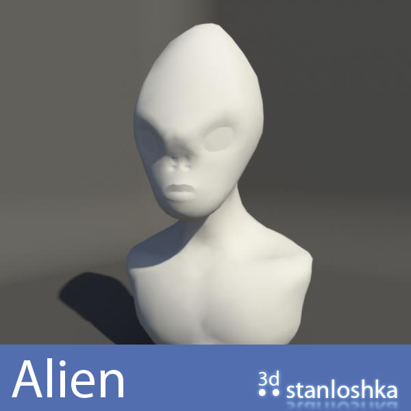 alien bust head 3d obj