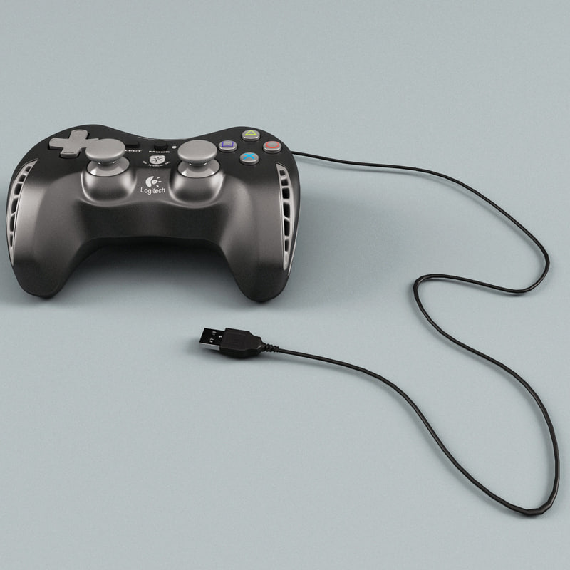 3d model joystick logitech black