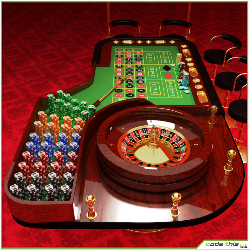 casino roulette wheel table 3d model