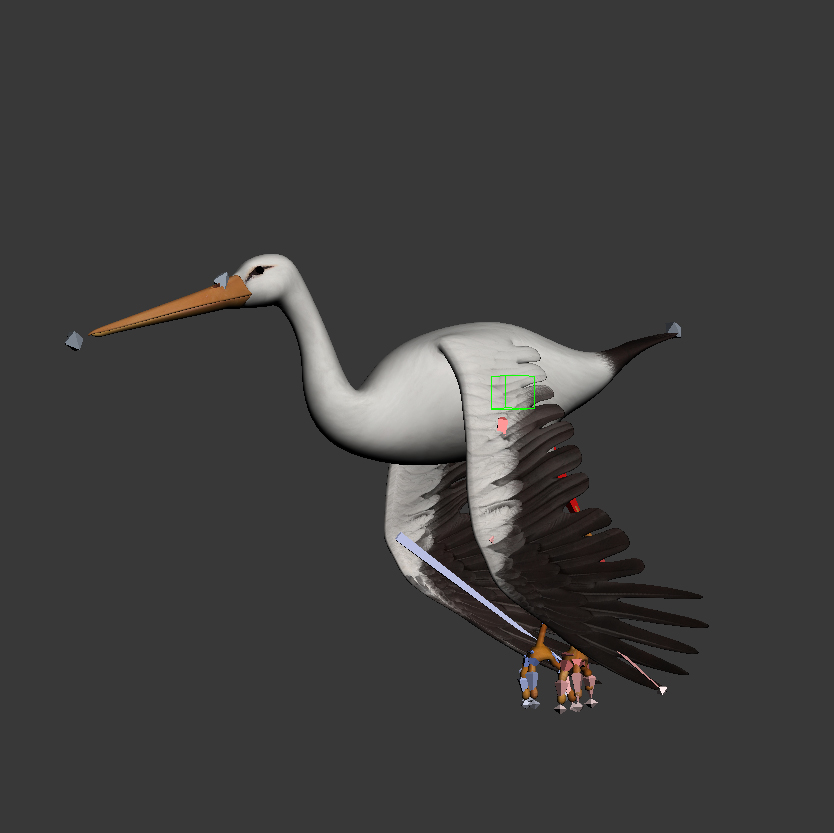3d stork flying animation model