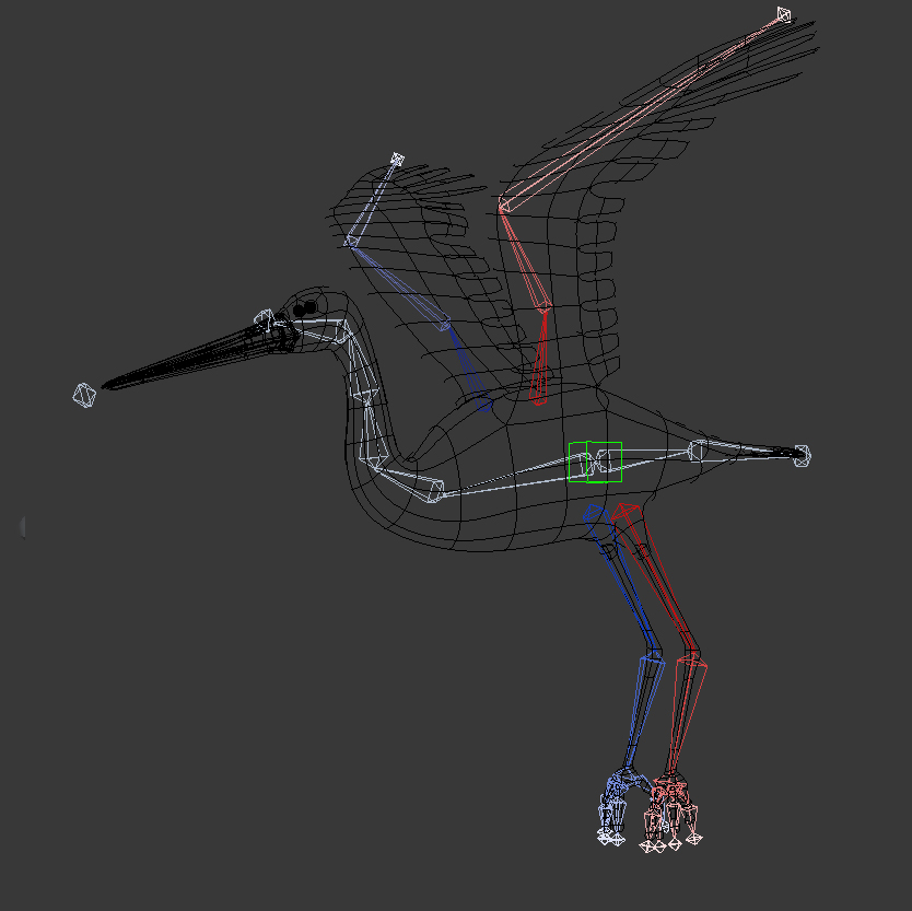 3d stork flying animation model