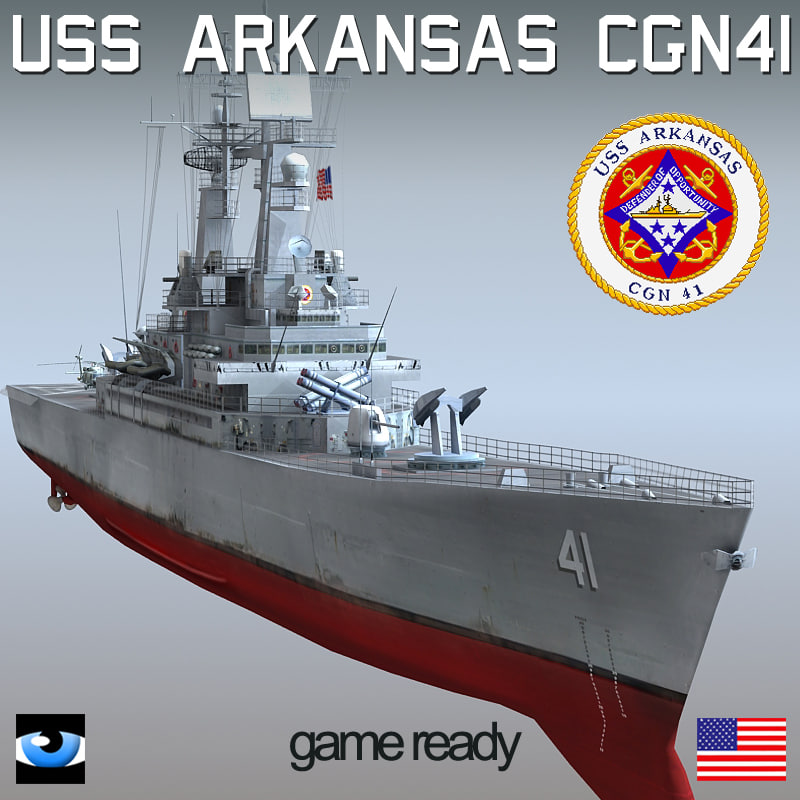 uss arkansas cgn-41 sh-60 3d model