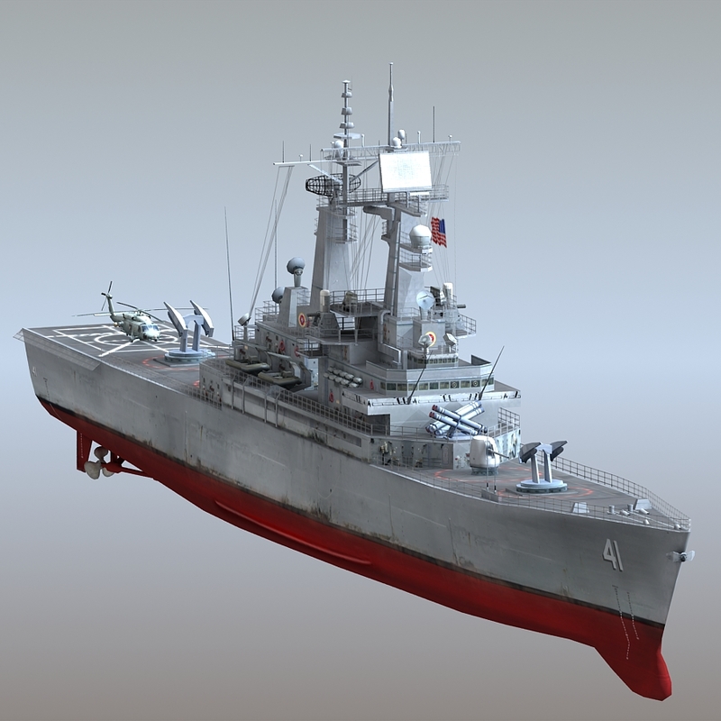 uss arkansas cgn-41 sh-60 3d model