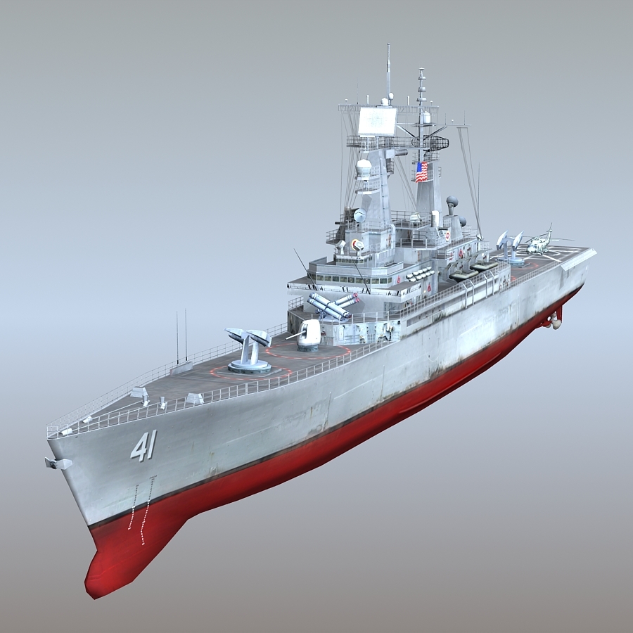 uss arkansas cgn-41 sh-60 3d model