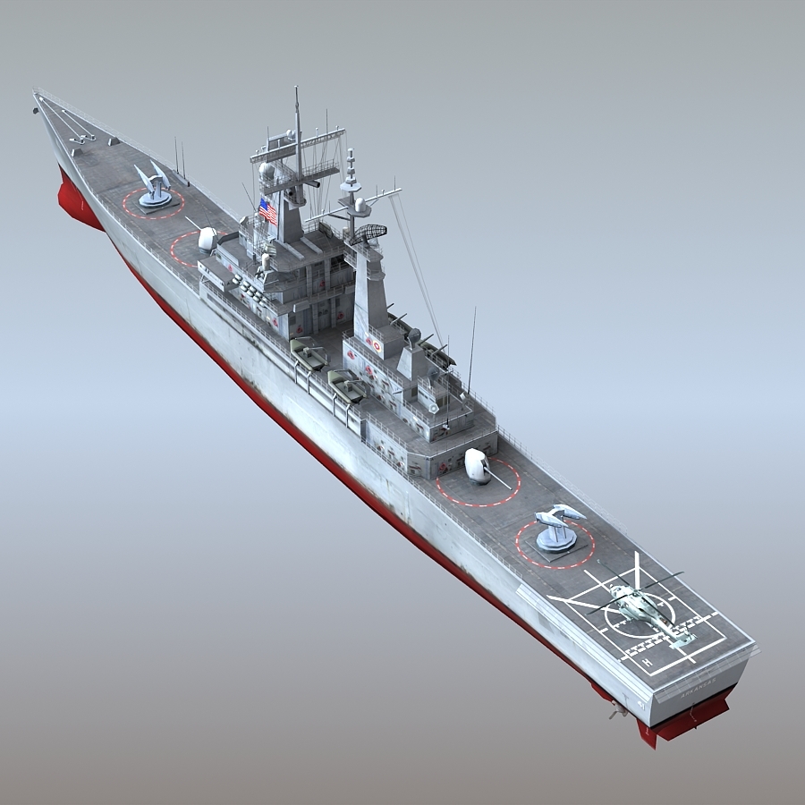 uss arkansas cgn-41 sh-60 3d model