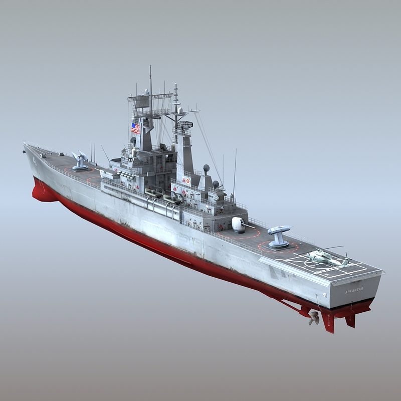 uss arkansas cgn-41 sh-60 3d model