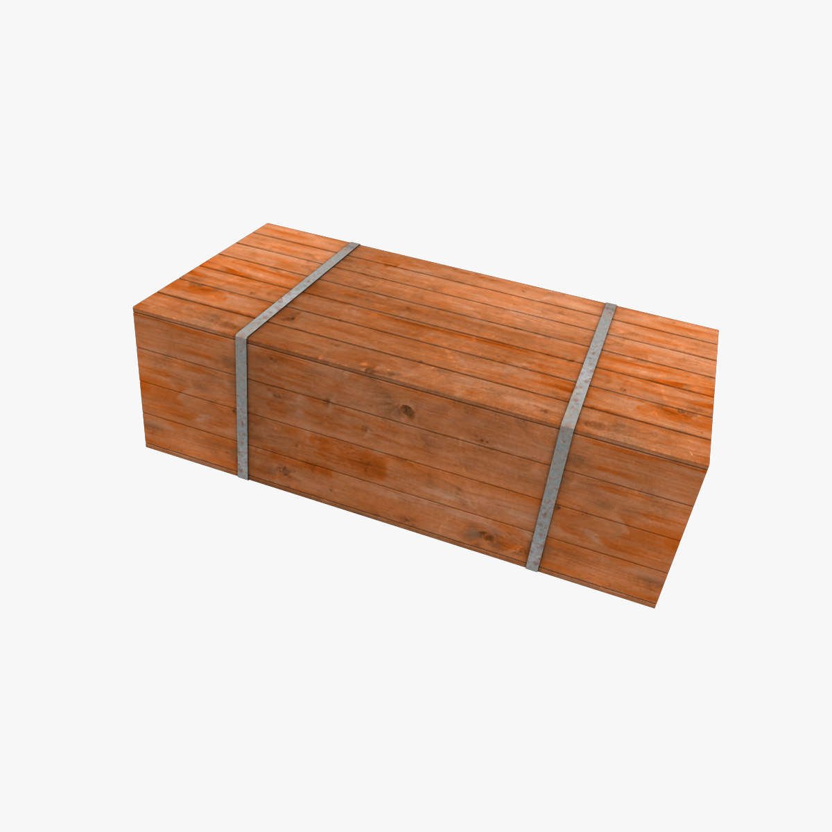metal strapped wooden crate 3d model