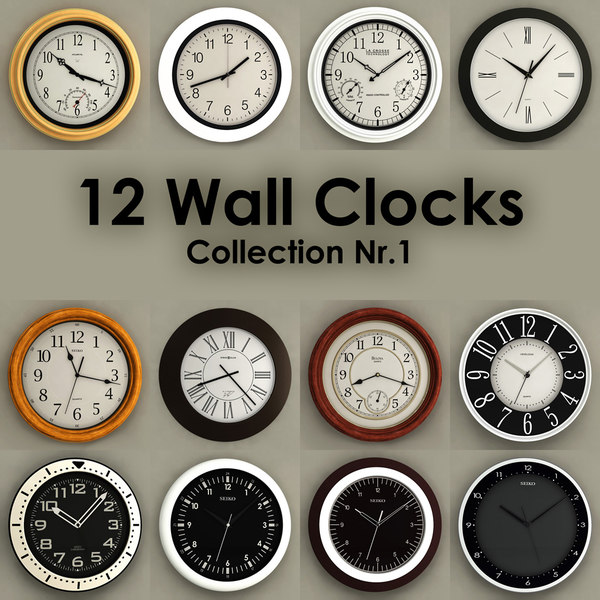 3ds max 12 wall clocks