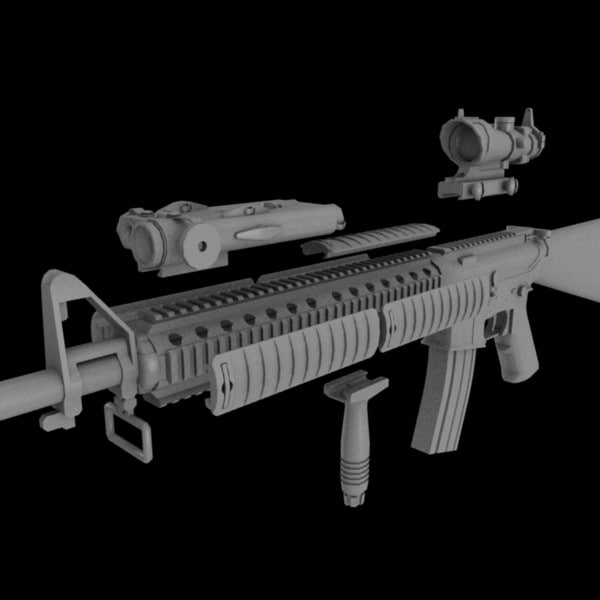 3d model m16a4 acog m16 assault