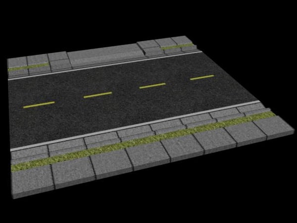 free obj model road street cities intersection