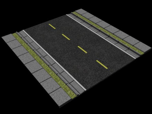 free obj model road street cities intersection