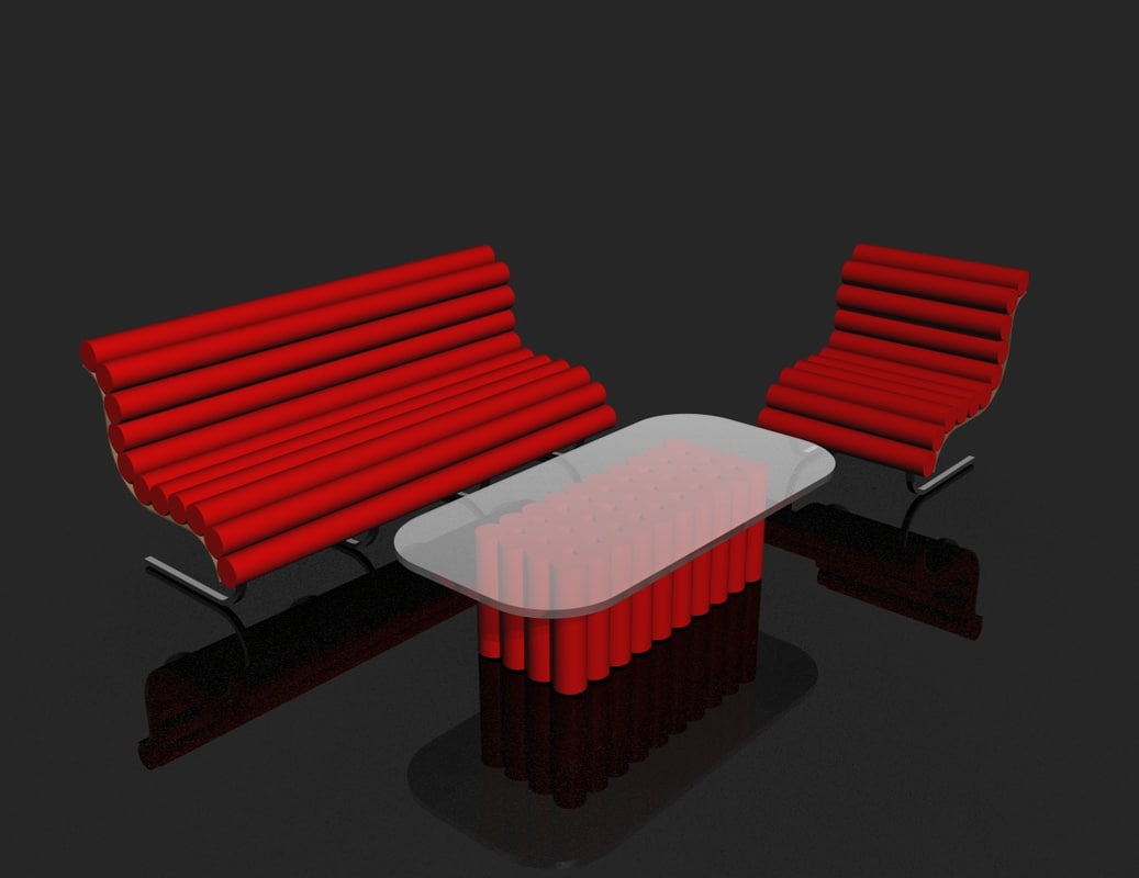 3d retro living room lounge furniture
