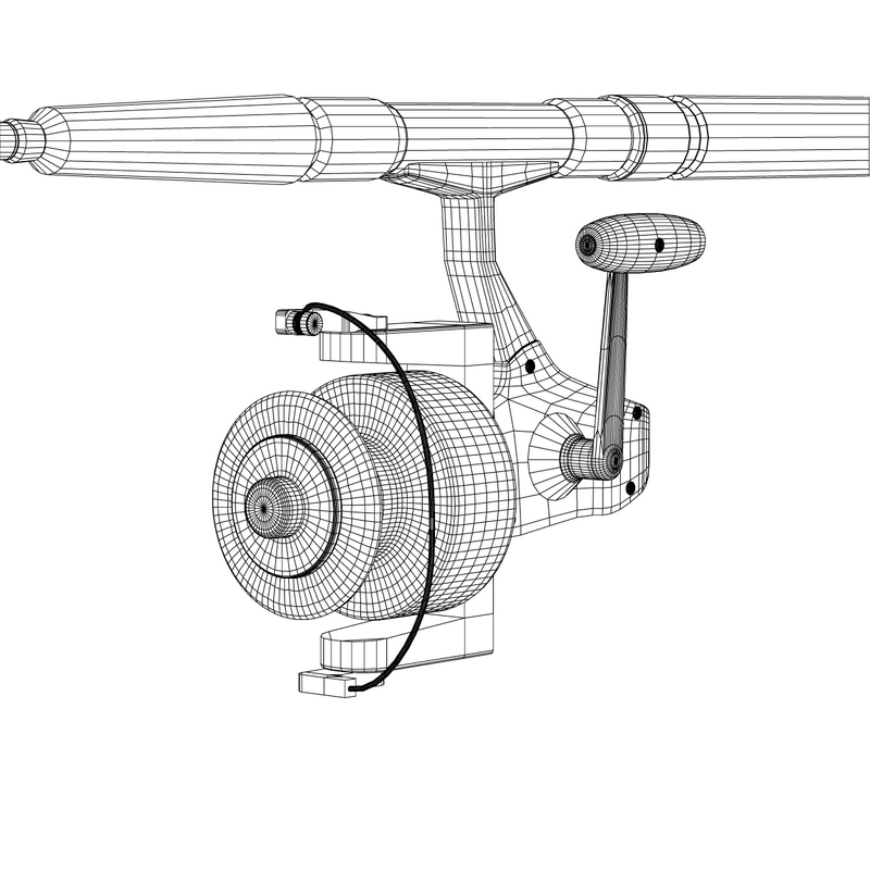 3d saltwater fishing rod reel model