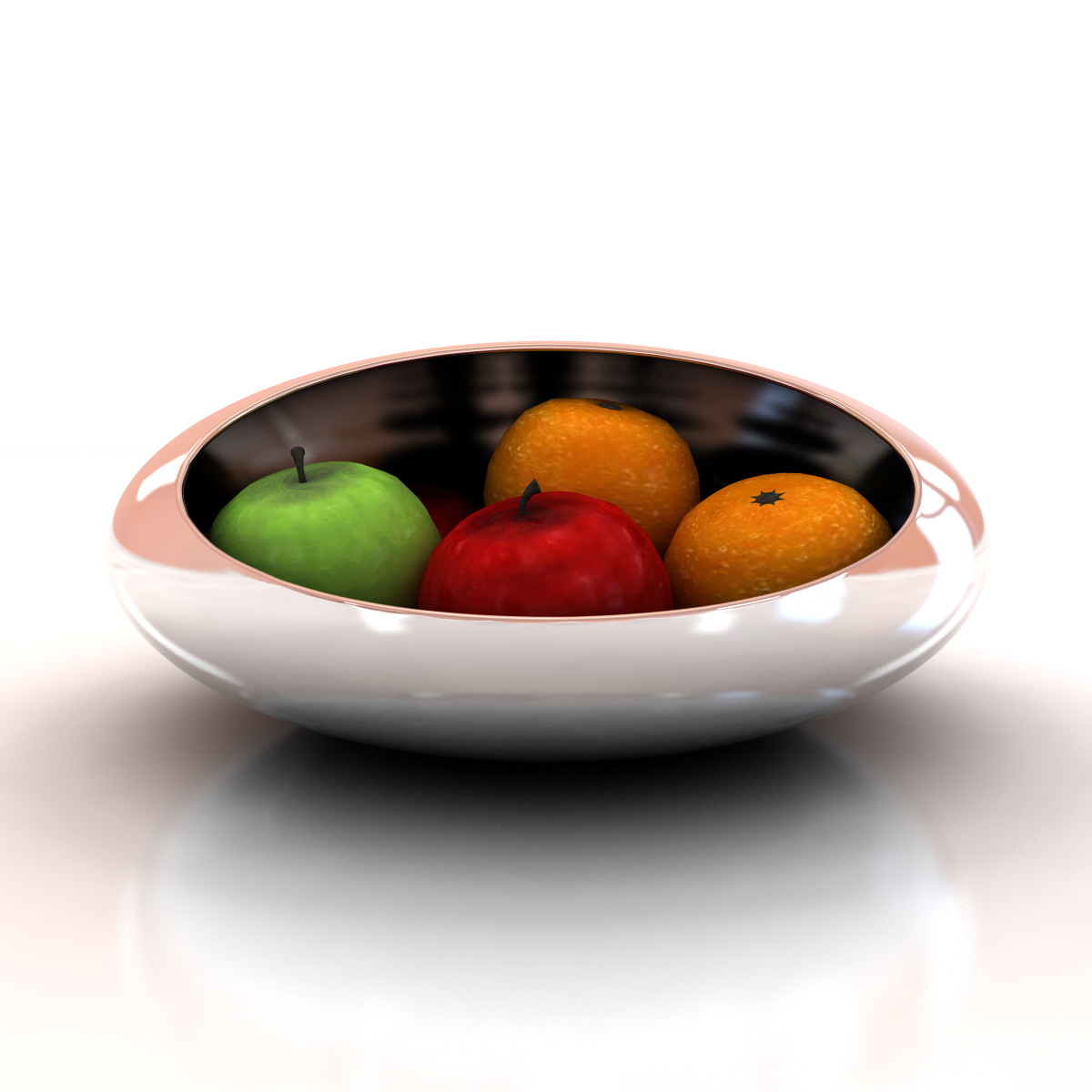 3d chrome fruit bowl model