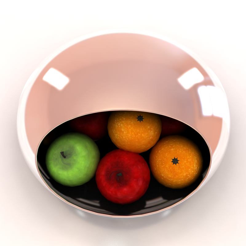 3d chrome fruit bowl model