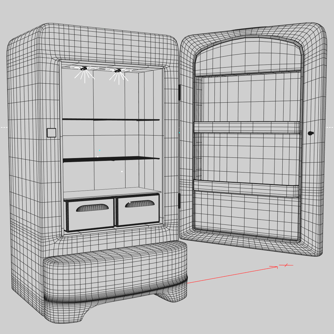 3d model realistic refrigerator
