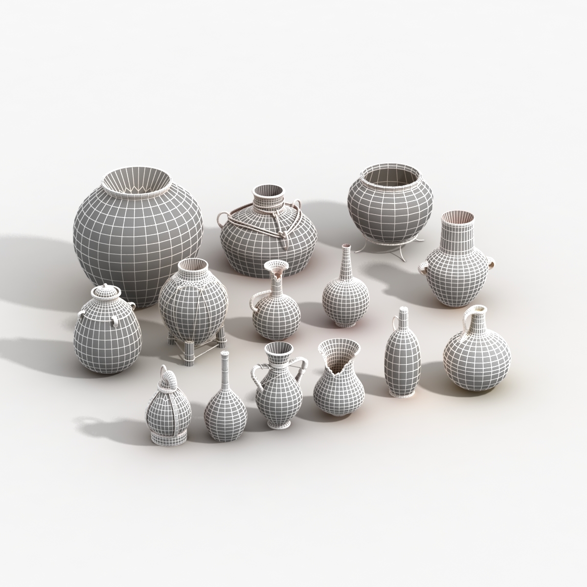 3d model clay pots