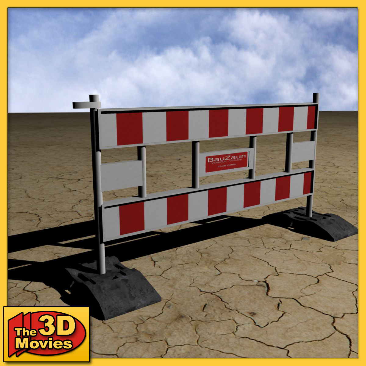3d red-white construction barrier