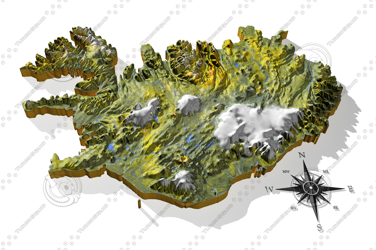 iceland resolution relief maps 3d model
