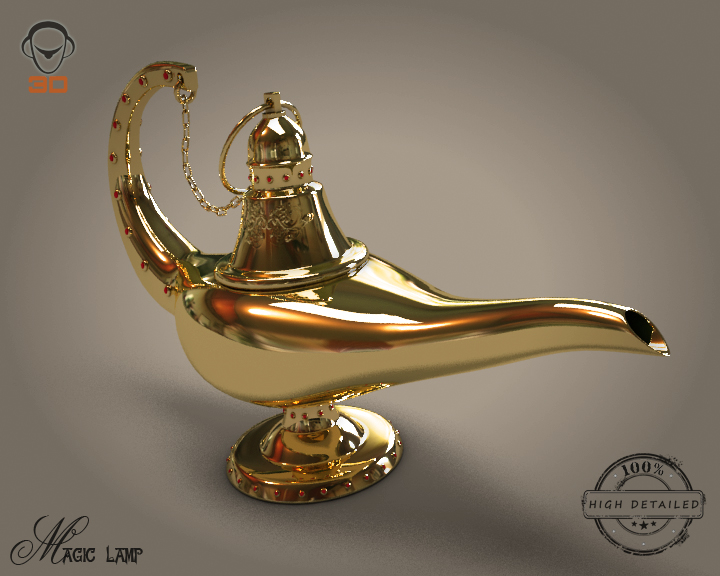gold magic lamp 3d max