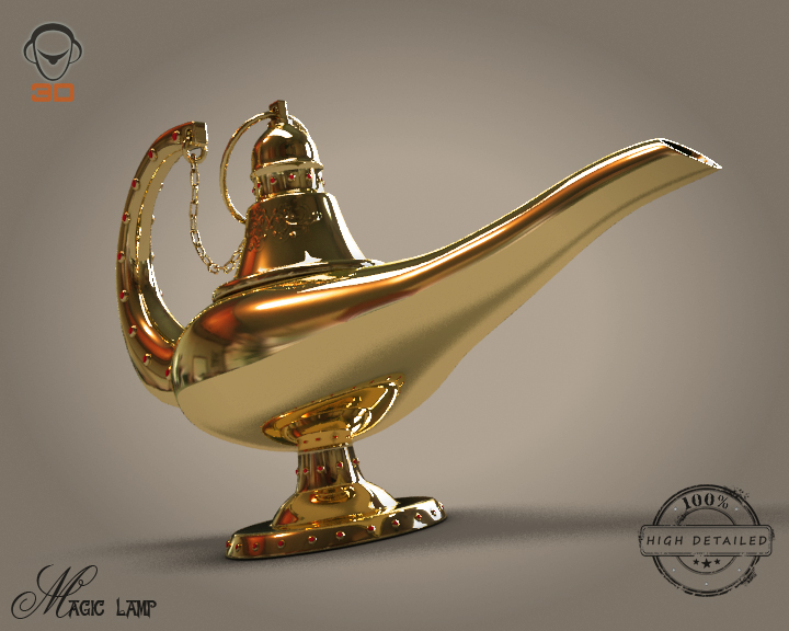 gold magic lamp 3d max