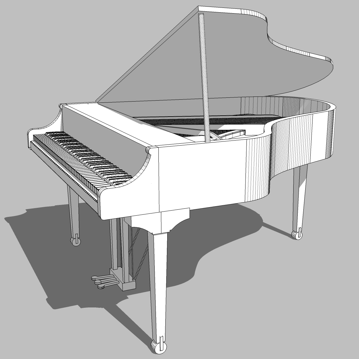 grand piano wood 3d model