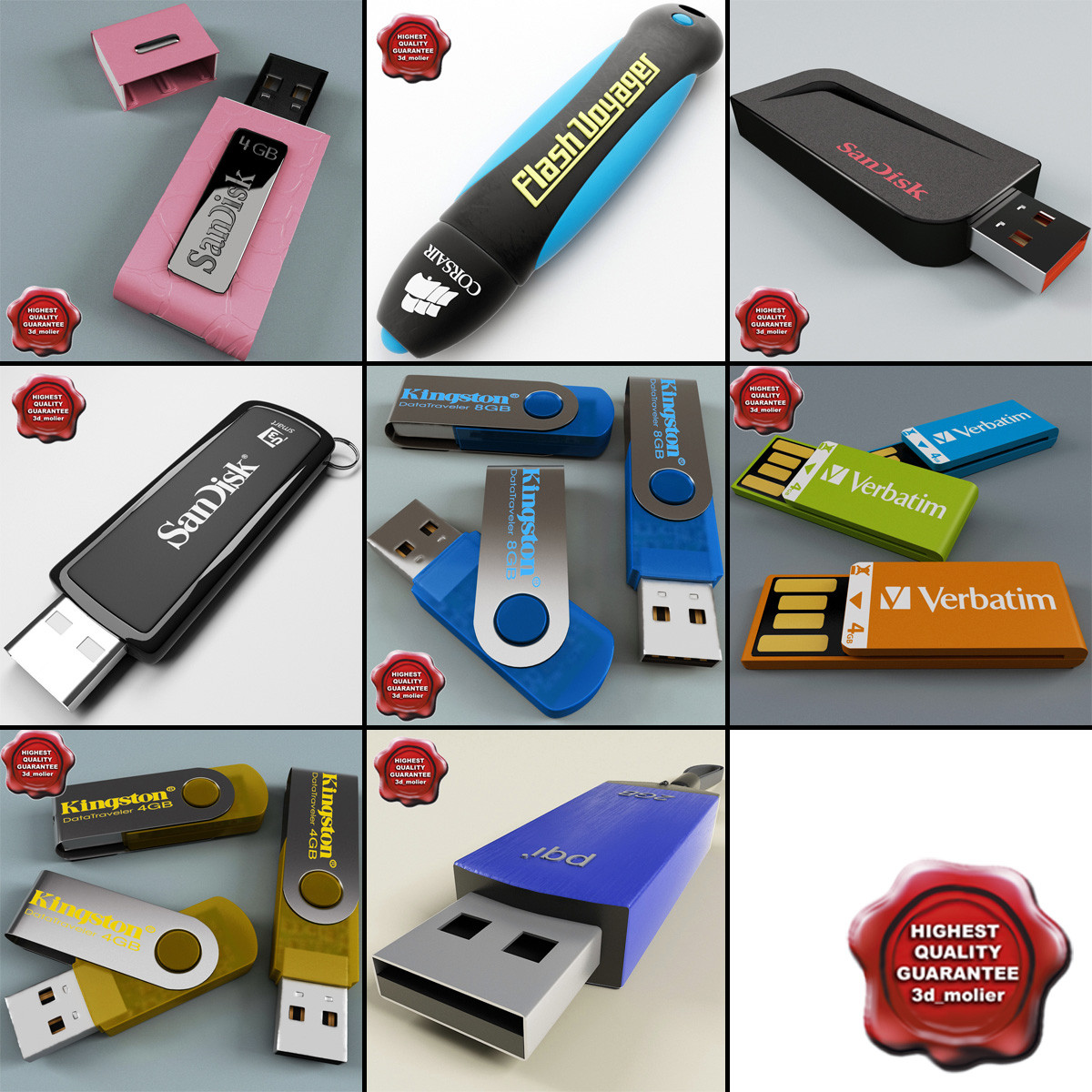 3d model usb flash drives v3