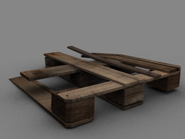 broken wooden pallet 3d 3ds