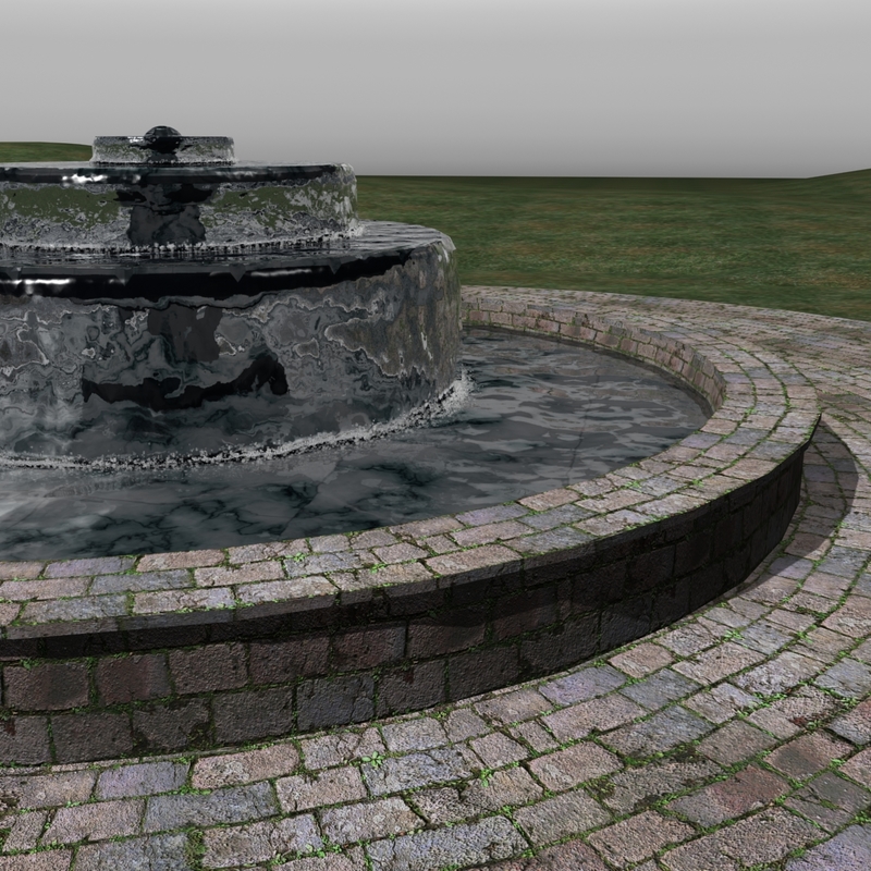3d realistic water fountain animation model