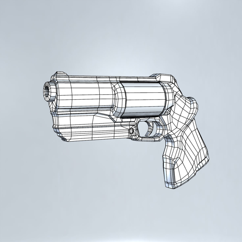 revolver handgun 3d obj