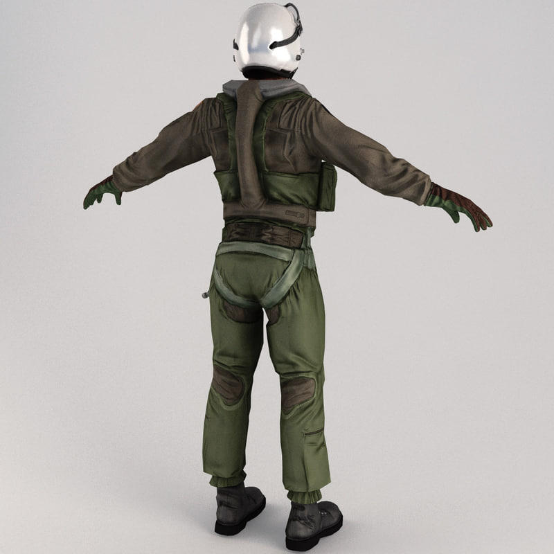 3d model military pilot v3 rigged