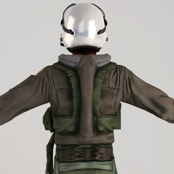 3d model military pilot v3 rigged