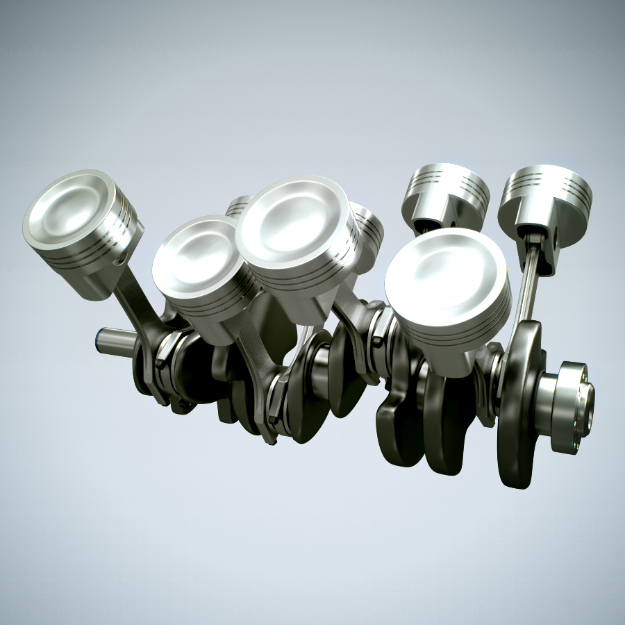 animation v8 engine cylinders obj