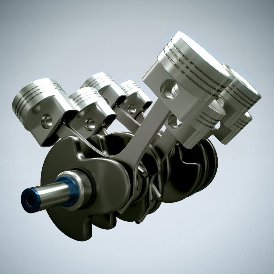 animation v8 engine cylinders obj