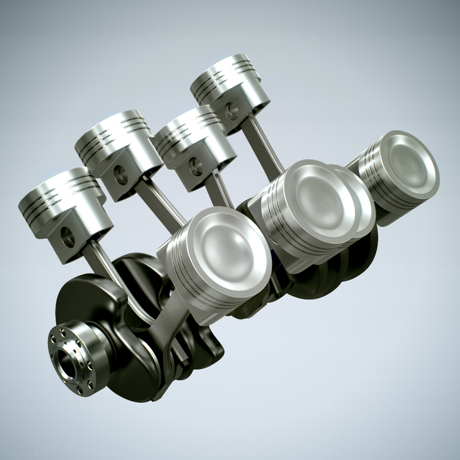 animation v8 engine cylinders obj