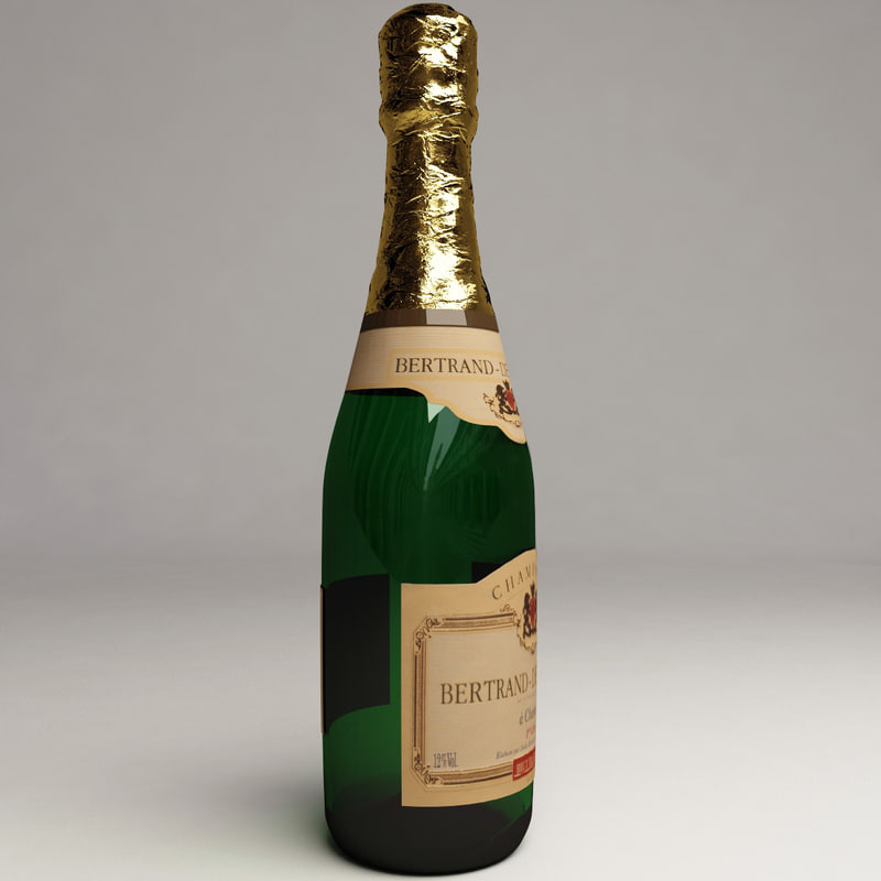 3d champagne bottle model