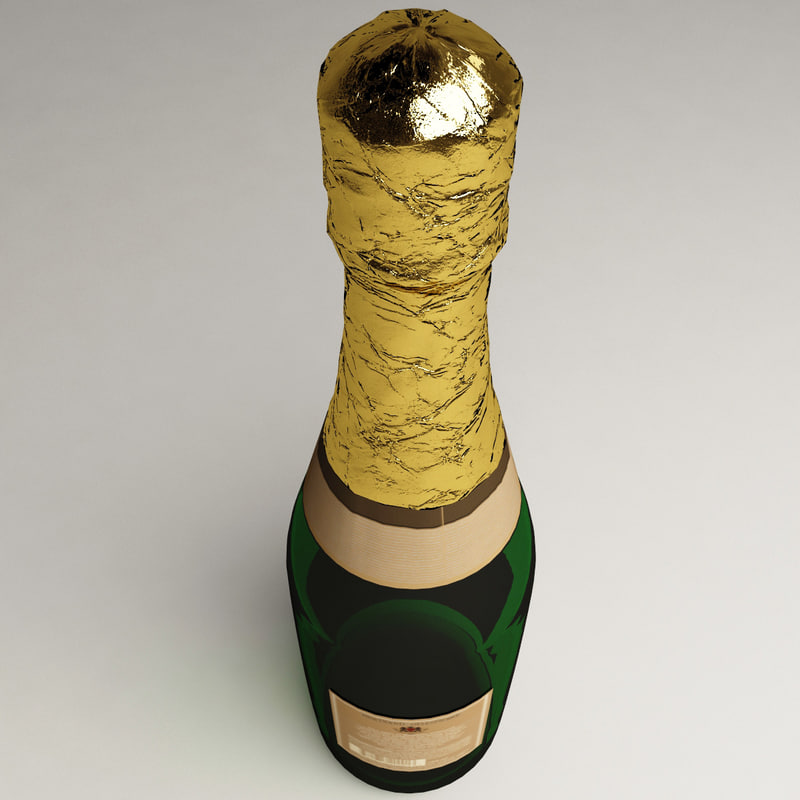 3d champagne bottle model
