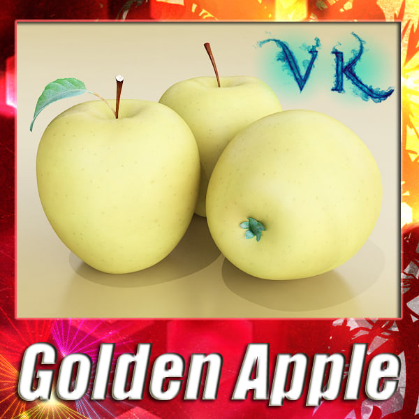 3d golden apple resolution model