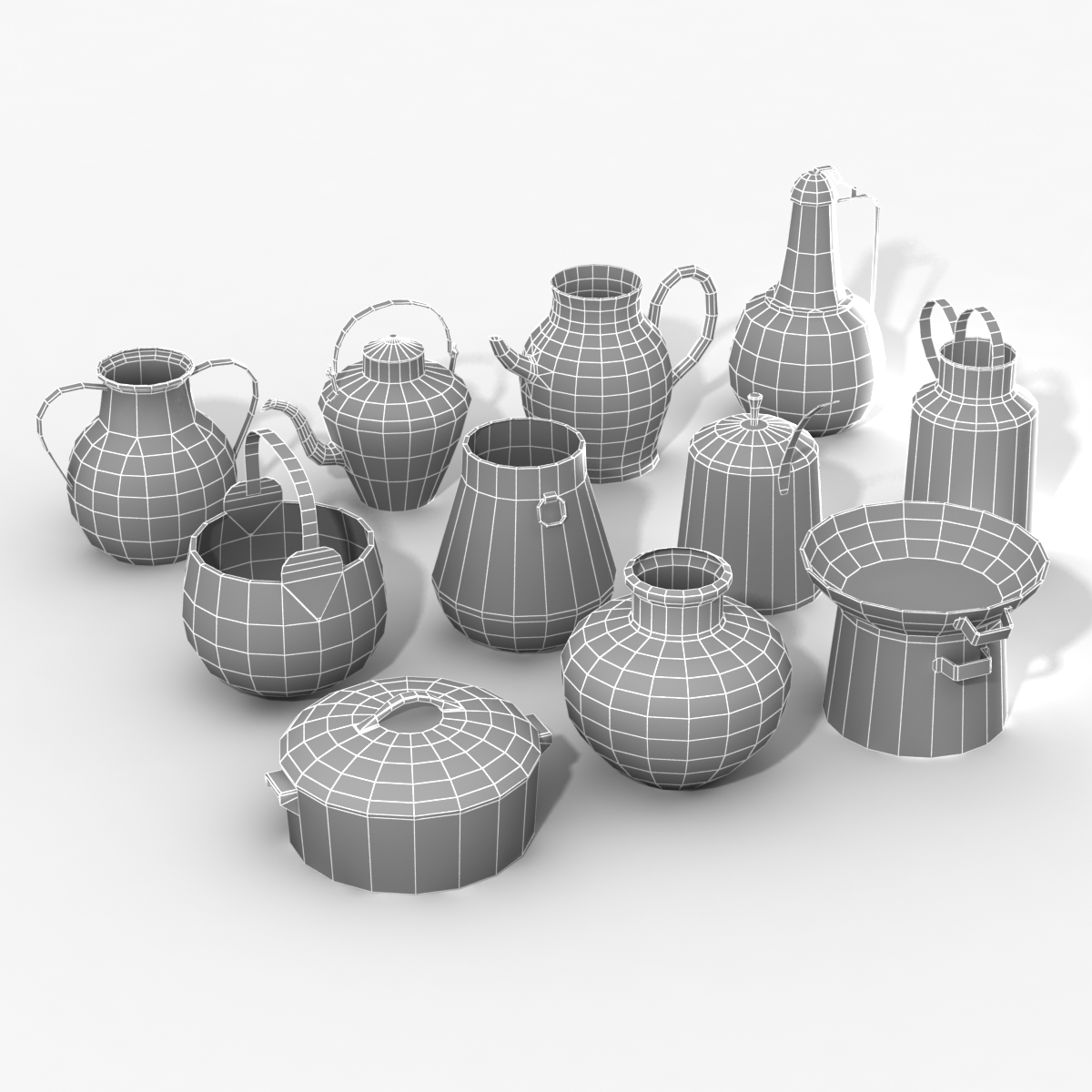 3d model metal pots